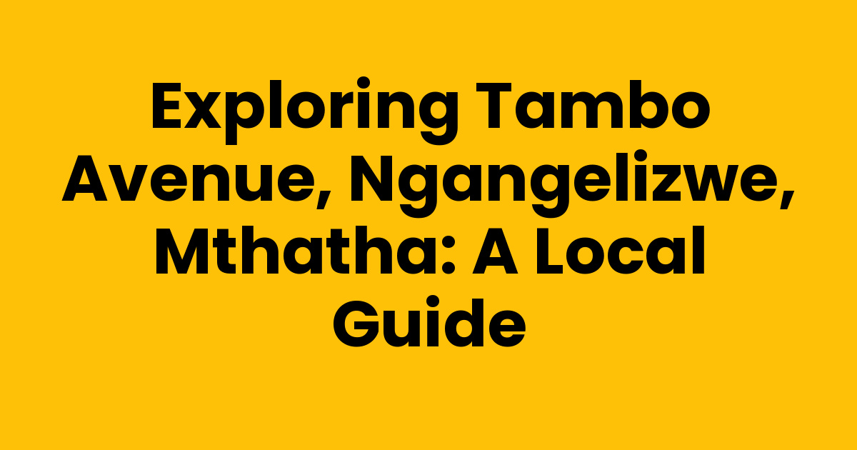Exploring Tambo Avenue, Ngangelizwe, Mthatha: A Local Guide - Mthathas